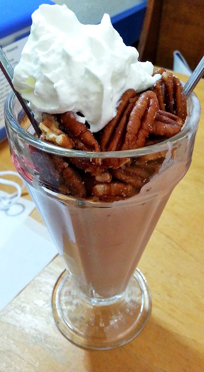This isn't just a milkshake—it's a pecan-topped masterpiece that requires both a straw and a moment of silent appreciation.