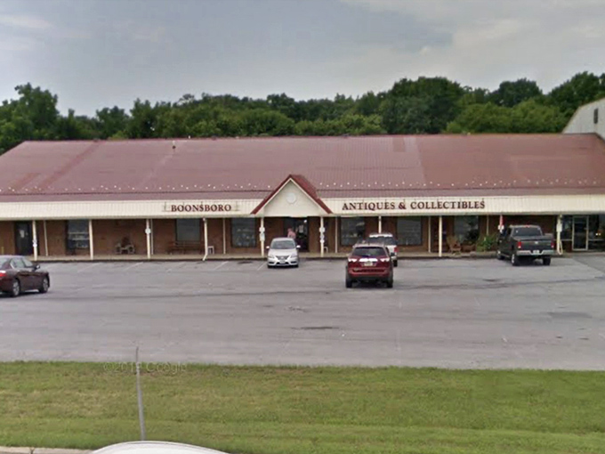 The full expanse of Boonsboro Antiques reveals itself—a sprawling time capsule disguised as a strip mall storefront.