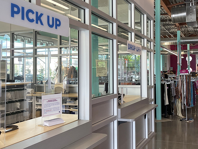 The pick-up and drop-off area: where your donations begin their journey to becoming someone else's treasure hunt victory.