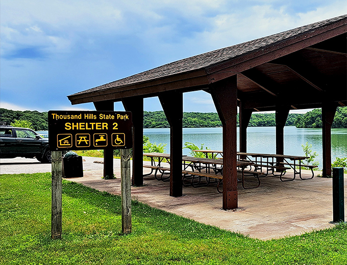 Picnic shelters with million-dollar views—where lunch comes with a side of serenity and the Wi-Fi password is simply "look up."