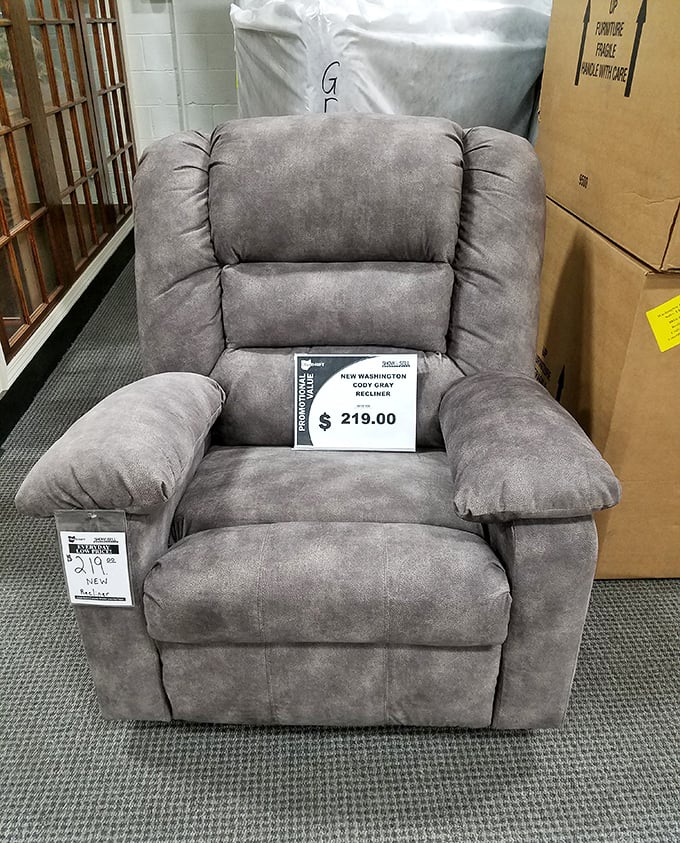 This recliner has seen things. Now it patiently waits for its second act in someone's living room, ready for Netflix marathons and Sunday naps.