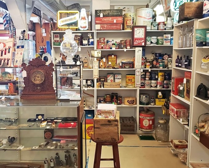 Nostalgia bottled and boxed—this collection of vintage advertising and everyday items creates a museum where everything's for sale.