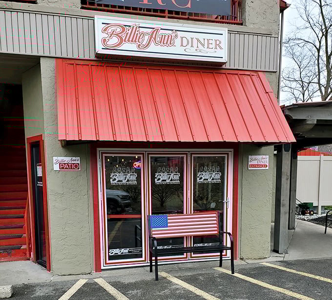 Red awning, white trim, and blue-ribbon comfort food—Billie Ann's is patriotism you can taste!