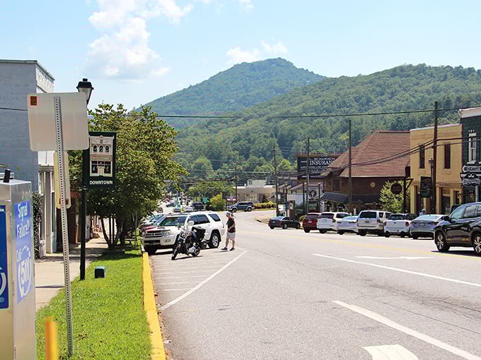 Clayton’s downtown hums with small-town charm, where local shops line the street and the mountains rise just beyond.