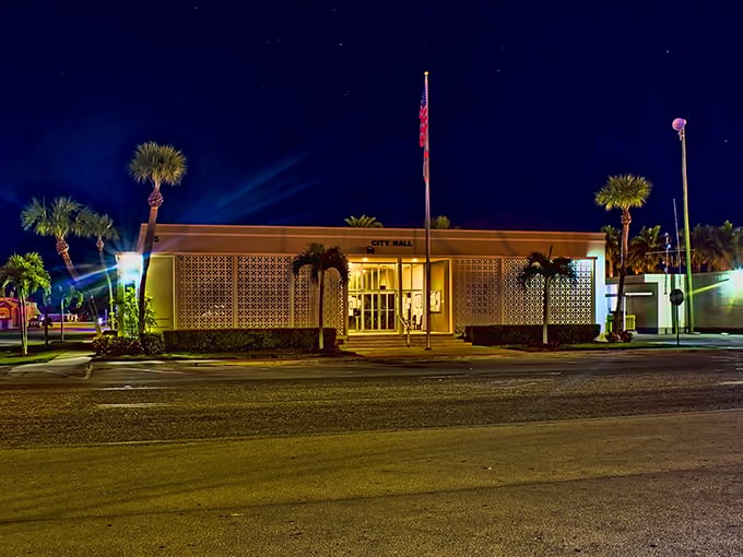 Mid-century charm meets small-town governance in this architectural gem that could moonlight as a movie set.