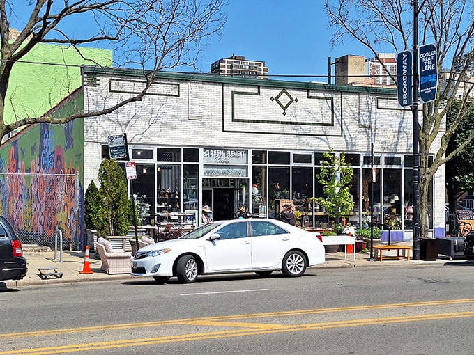 Green Element's crisp white façade stands out like a blank canvas. Inside, pre-loved treasures wait to tell their next chapter.