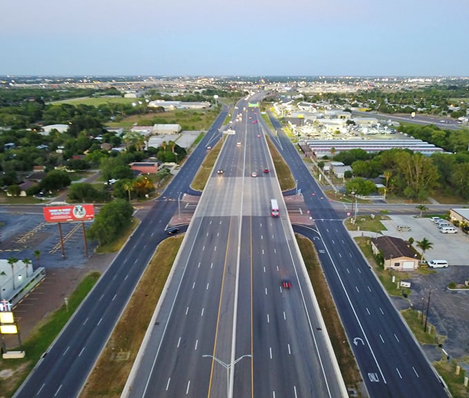 Harlingen’s expansive highways stretch through the heart of the Rio Grande Valley, offering smooth routes framed by the region’s iconic landscapes.
