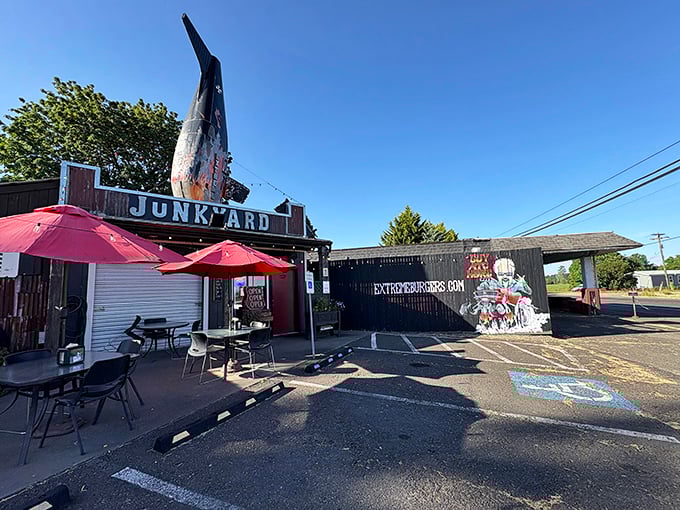 Junkyard's giant fin sign is the North Star for burger pilgrims seeking salvation between two buns.