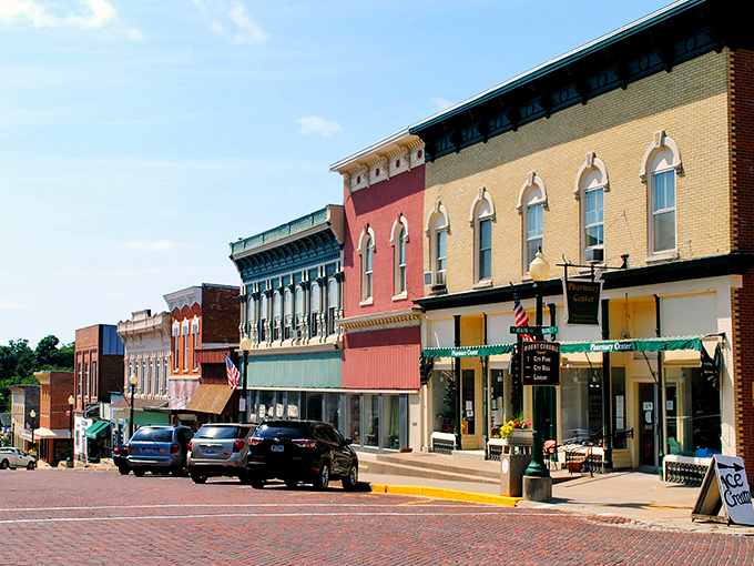 The red brick beauty of Mount Carroll's main street. These buildings have stood the test of time with architectural details to spare.