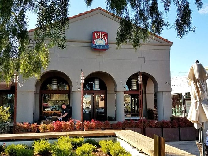 Pig in a Pickle's Mediterranean-style building houses some seriously non-Mediterranean flavors. Where wine country meets smoke country in the most delicious cultural collision.