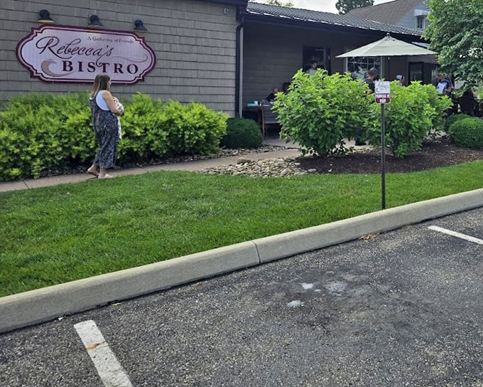 Rebecca's Bistro's charming sign and landscaping set the stage. Small in size but mighty in flavor—like a culinary TARDIS.
