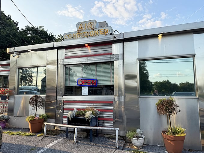 Route 30 Diner's classic white building with red trim – as American as the apple pie waiting inside.