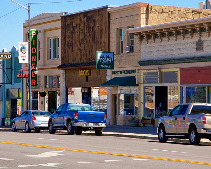 Main Street Americana lives! Susanville's historic storefronts offer the retirement trifecta – Forest Office Equipment for second-career supplies and Pioneer Café for post-hike pie.
