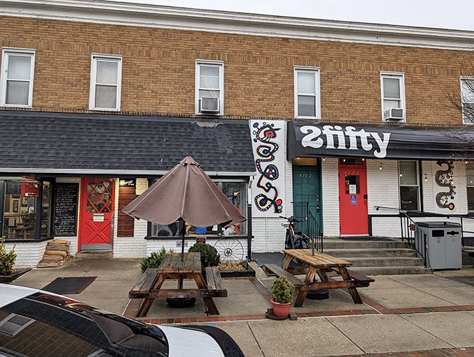 Where Central Texas meets Maryland – 2Fifty's colorful exterior hints at the bold flavors waiting inside.
