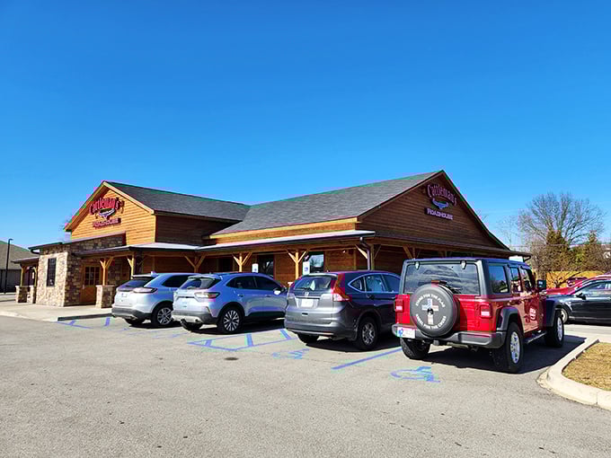 Morning light on Cattleman's Roadhouse reveals its charm. Those wooden beams have witnessed countless "this is the best steak I've ever had" moments.