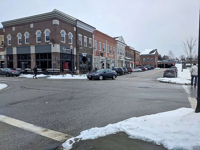 The row of charming storefronts promises exactly what this town delivers—unexpected delights tucked into a historic small-town setting.