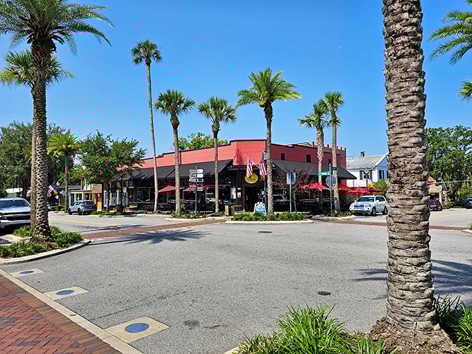 Palm-lined streets in Mount Dora create perfect backdrops for affordable retirement living with character.
