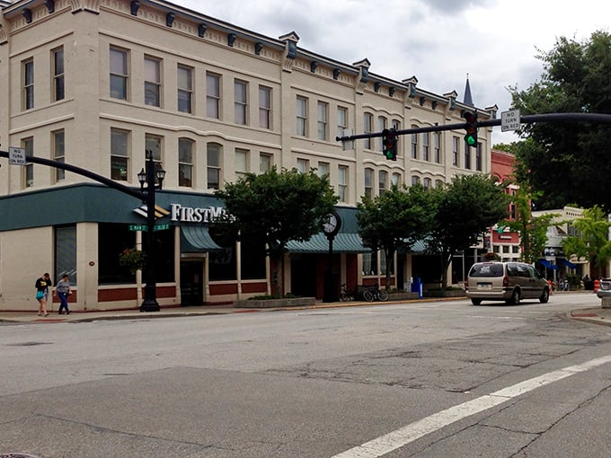 Historic storefronts in Oberlin maintain their original character while housing modern businesses. The perfect blend of past and present.