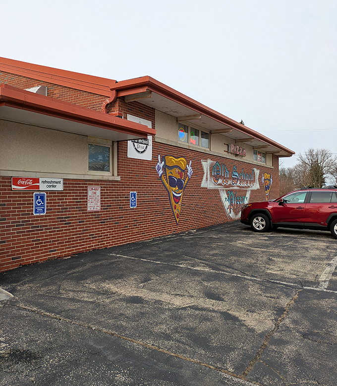 The "Rock n Roll Ave" sign tells you everything—this is pizza with personality in a town you might miss if you blink.