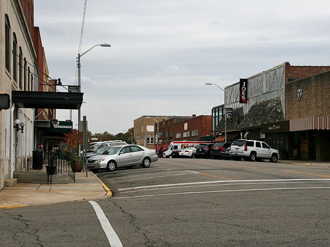 A quiet afternoon in downtown Sanford, historic buildings, local businesses, and vintage storefronts line the streets, reflecting the small-town charm and architectural heritage of this classic Southern community.