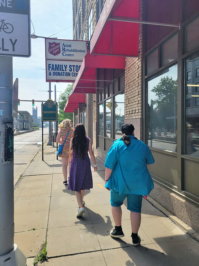 Urban thrifting at its finest—where historic architecture meets modern bargain hunting in downtown Cleveland's vibrant core.
