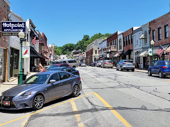Weston's main street buildings have the kind of architectural details they stopped making around the time people stopped writing letters – both worth appreciating.
