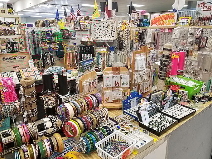 Bracelet bonanza! This jewelry counter is where magpies would shop if they had wallets and a penchant for coastal bling.