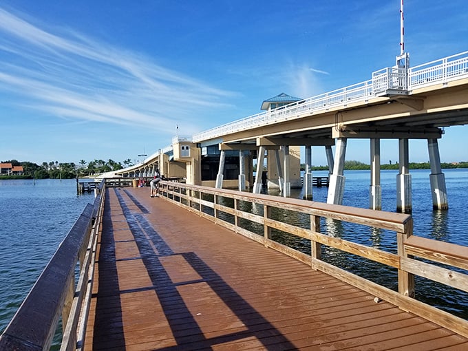 This fishing pier stretches toward possibility. In Englewood, "gone fishing" isn't an excuse—it's a lifestyle upgrade.