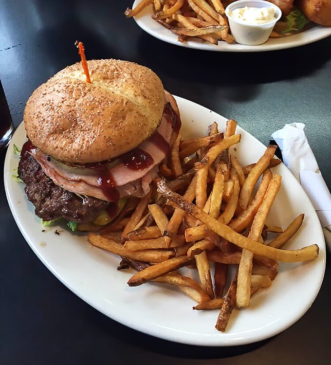 The Aloha burger brings tropical vibes to Ohio, proving that paradise can exist between two buns.