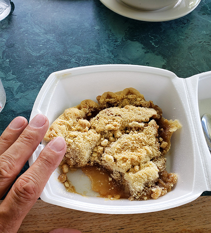 Not a crumble, not a crisp, but a proper apple dumpling with a crumb topping that makes you understand why people write songs about desserts.