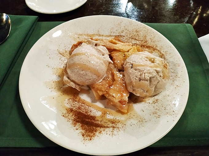 Not just dessert but time travel: Apple pie with ice cream that instantly transports you to the best version of your childhood memories.