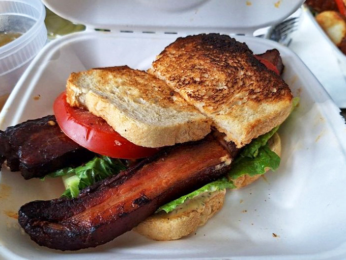The BLT that launched a thousand road trips – thick-cut bacon practically upstaging the perfectly toasted bread in this roadside masterpiece.