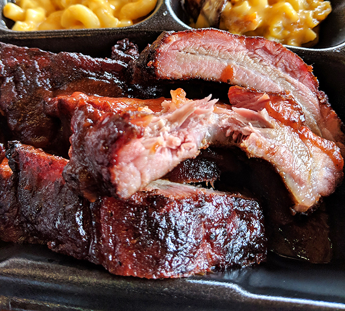 Brisket with that telltale pink smoke ring—nature's way of confirming you've made an excellent life choice today.