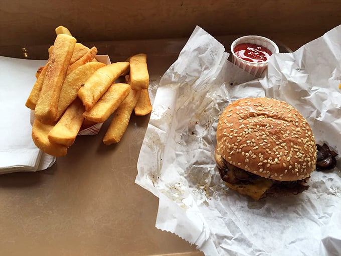 The classic Blimpy burger on a sesame seed bun – where beef, bun and toppings achieve the kind of balance that makes philosophers weep.