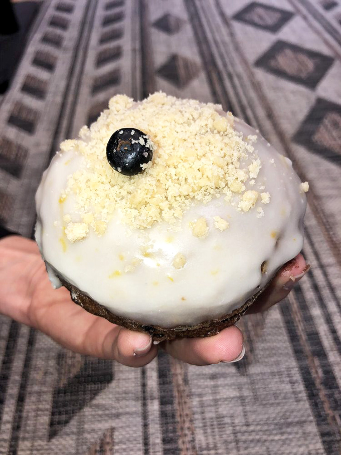 This isn't just a blueberry lemon donut—it's edible sunshine with a crumbly topping that adds the perfect textural counterpoint.