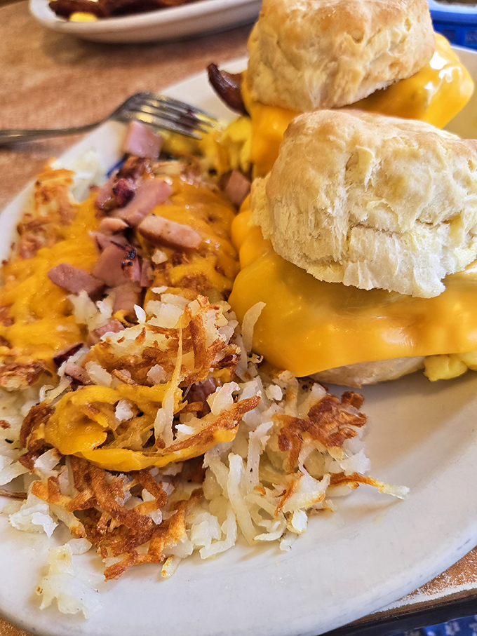 When breakfast and lunch have a beautiful romance, this is their love child. Cheese pulls for days.