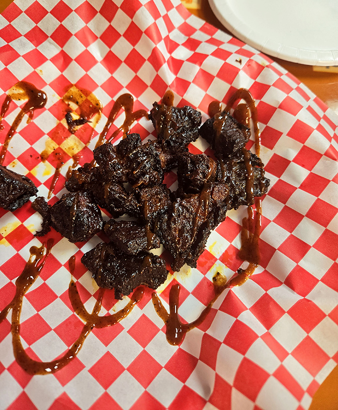 Burnt ends so tender they practically melt before reaching your mouth – barbecue poetry in edible form.