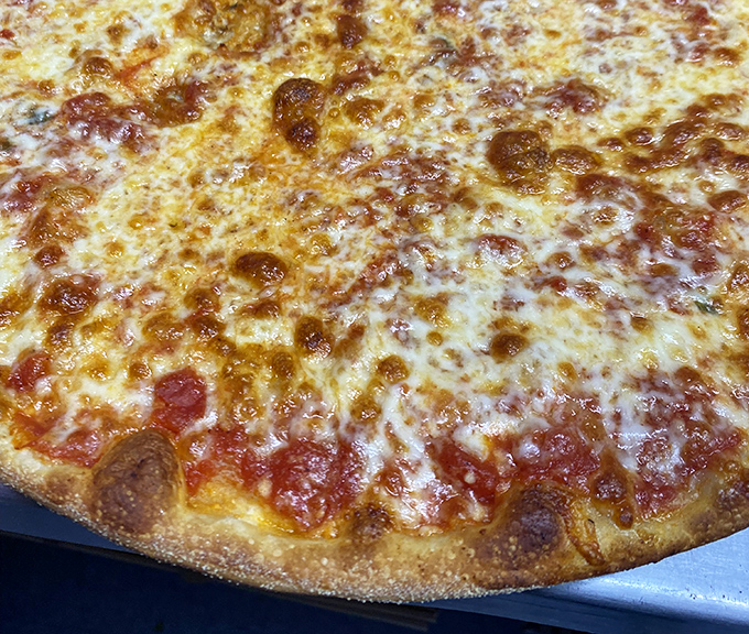 A perfect pizza doesn't need to show off. The golden-brown crust and bubbling cheese tell you everything you need to know.