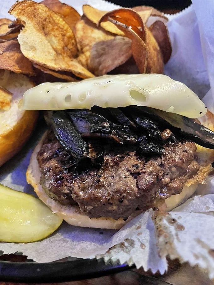 Mushrooms aren't playing second fiddle here—they're conducting the orchestra. This Portobello burger proves vegetarians aren't missing out on the main event.