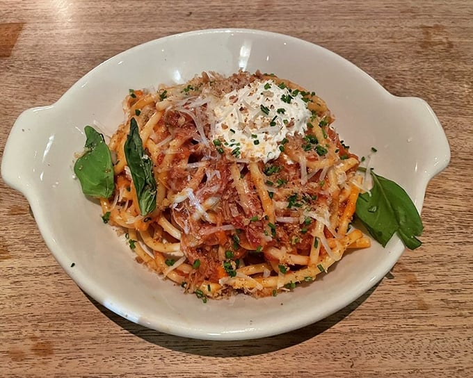 This isn't your nonna's bolognese, but she'd still nod in approval at pasta that's both a hug and a handshake.