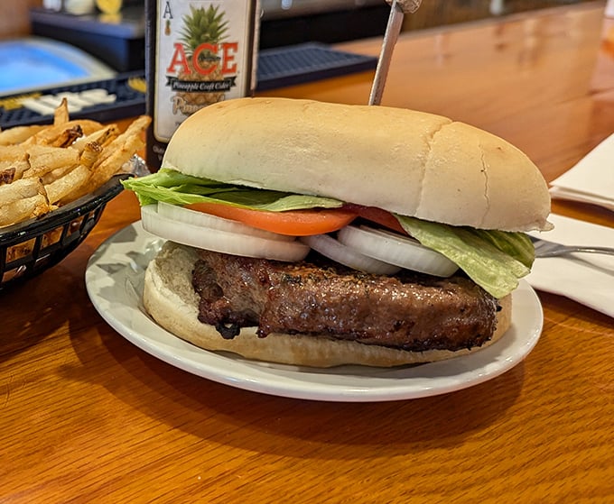 A burger that doesn't need fancy toppings or a clever name—just fresh ingredients, proper seasoning, and the confidence to let quality speak for itself.