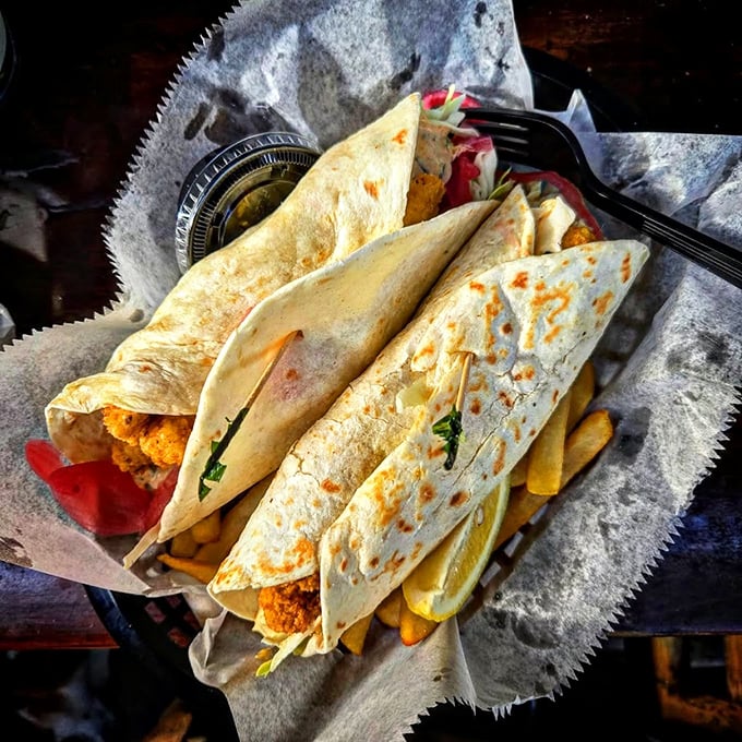 Seafood burritos: where Key West meets Baja in a handheld package that's messier than your first apartment but twice as satisfying.