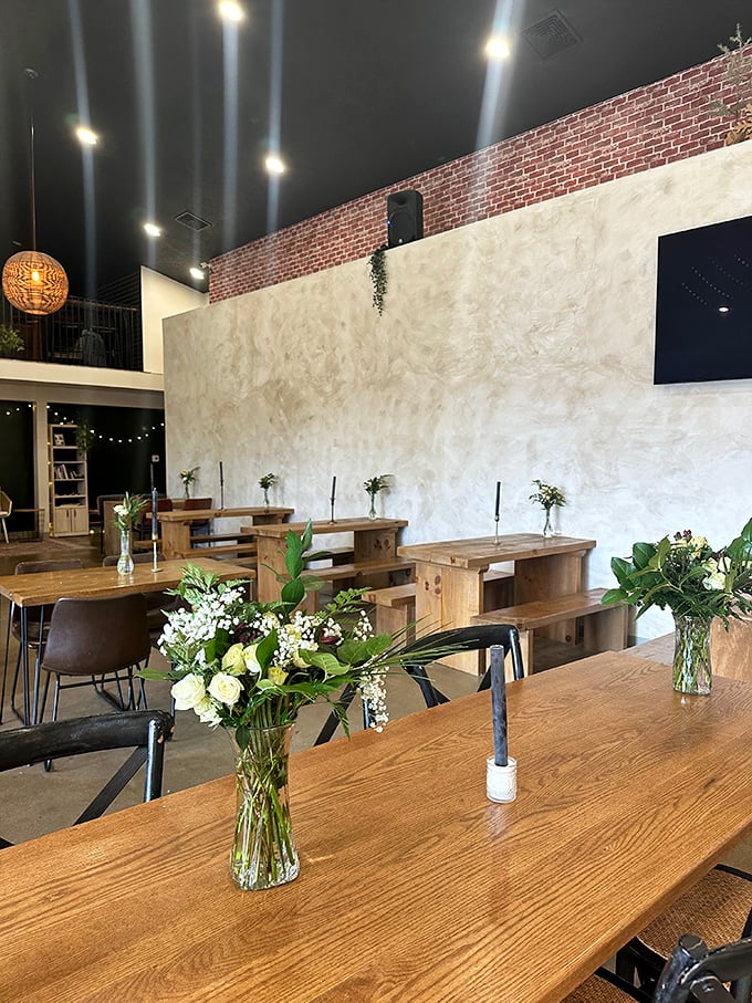 Modern rustic done right – where wooden tables aren't distressed by some designer but naturally aged by conversations and community gatherings.
