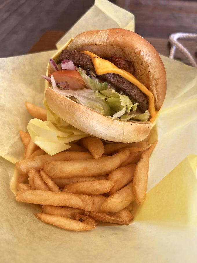 Sometimes you need a burger that means business – this one clearly got the memo.