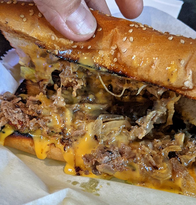 A cheesesteak that would make Philadelphia natives nod in respectful approval – layers of melted perfection.