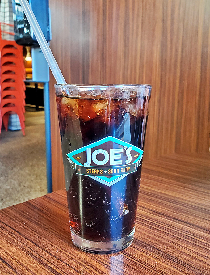 That Joe's logo on the glass is like a wax seal on a royal decree—this cherry Coke has been officially ordained delicious.