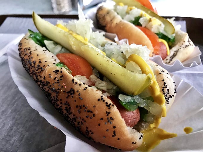The Chicago dog in all its poppy-seeded, veggie-topped glory—a respectful nod to the Windy City that still maintains that distinct Lipuma's touch.