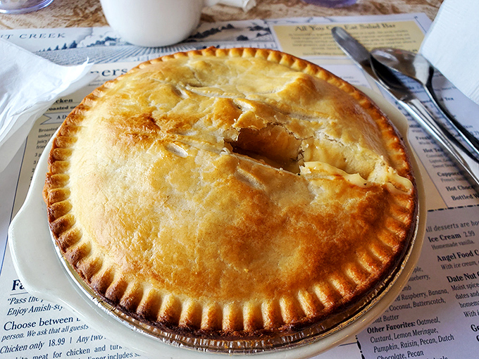 This chicken pot pie isn't just a meal—it's edible architecture. The golden dome of pastry promises treasures beneath that would make any chef weep with joy.