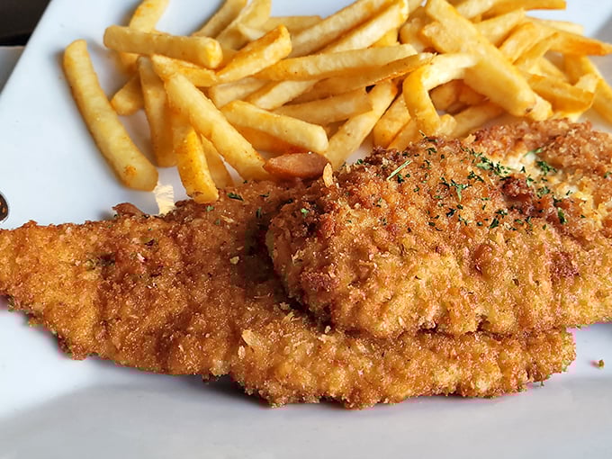 Golden-brown schnitzel that crackles with each bite, paired with crispy fries—proof that perfection doesn't need to be complicated.