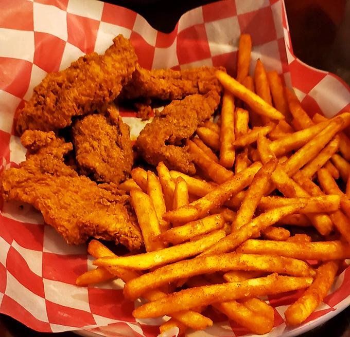 Chicken tenders and fries – the comfort food combo that never disappoints. Like a warm hug from your favorite aunt, only crunchier.